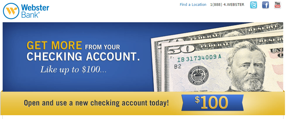 [Expired] [NY, MA, RI and CT only] Webster Bank Up To $100 Checking ...