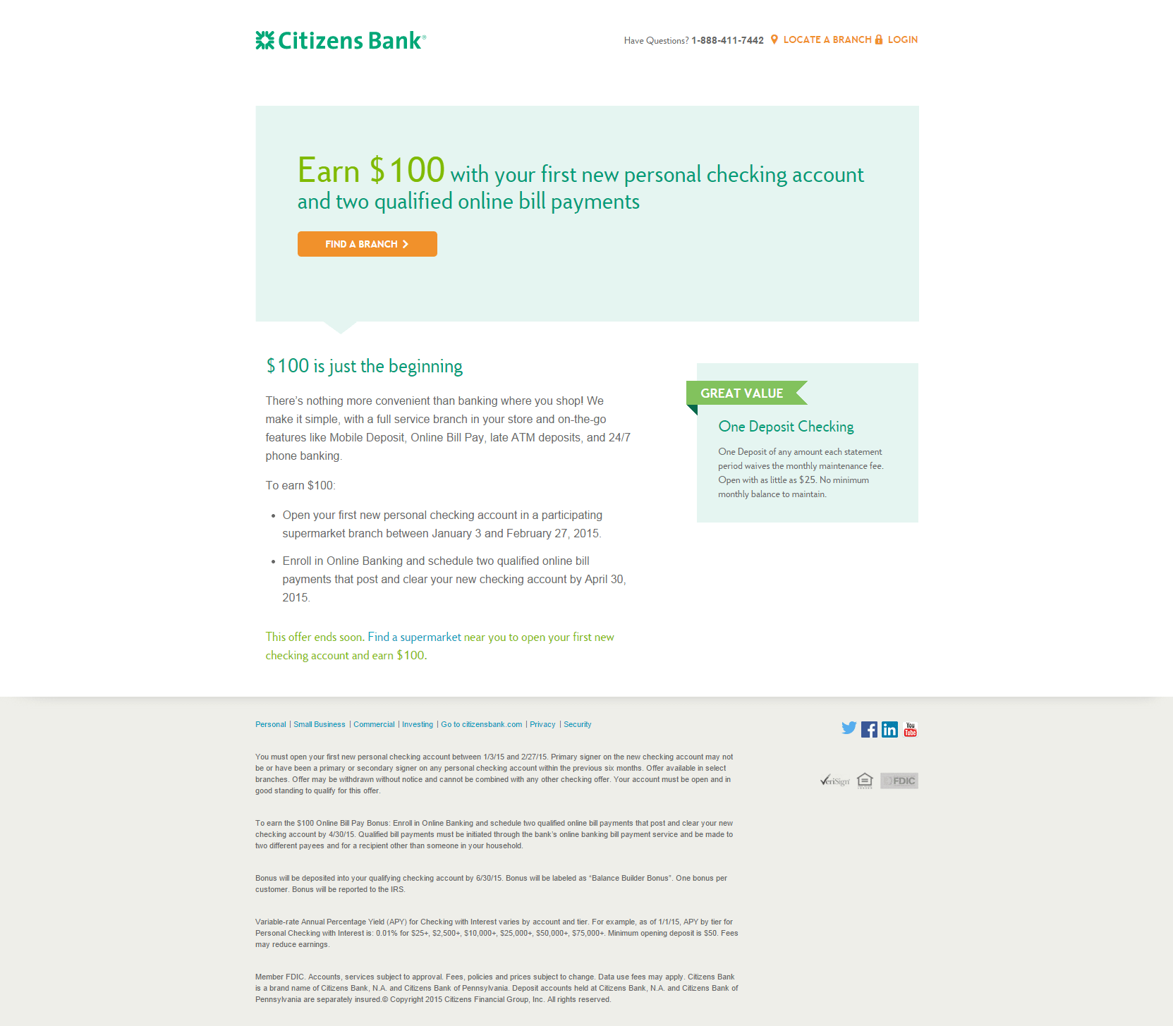 [Expired] Citizens Bank $100 Checking Bonus - DD Not Required [CT, DE ...