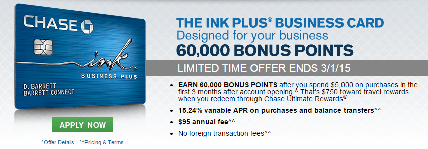 Chase Ink Plus Now 60,000 Points In Branch & Online - Doctor Of Credit
