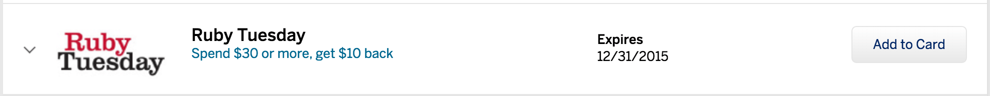 $195 of Ruby Tuesday Gift Cards for $100 with Amex and Holiday Promo ...