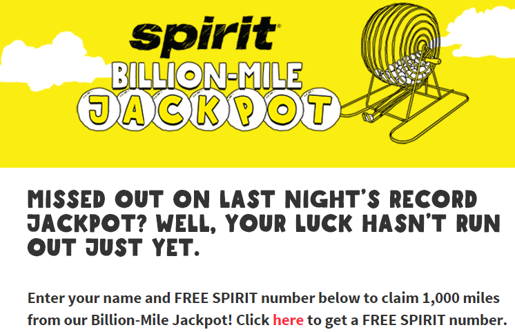 1,000 Free Spirit Miles For Entering Name + Loyalty Number - Doctor Of ...