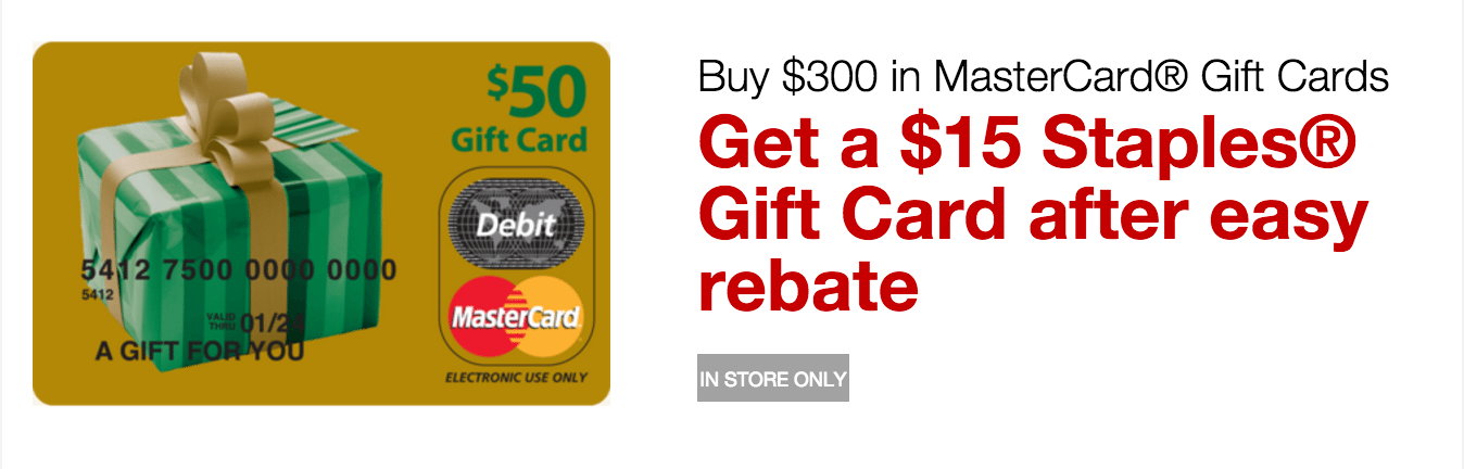 Staples: Buy $300 Mastercard Gift Cards get $15 Staples Gift Card, 7/17 ...