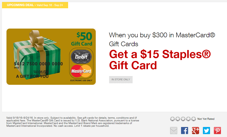 Staples: Get $15 Staples Gift Card with $300 Mastercard Gift Card ...