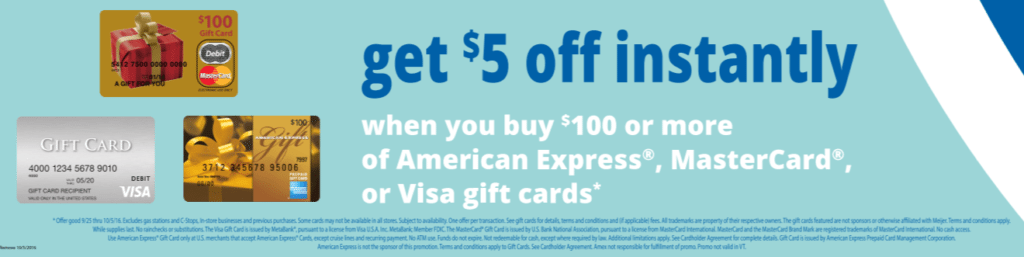 Meijer: $5 Off $100+ In Visa, Mastercard & American Express Gift Cards ...