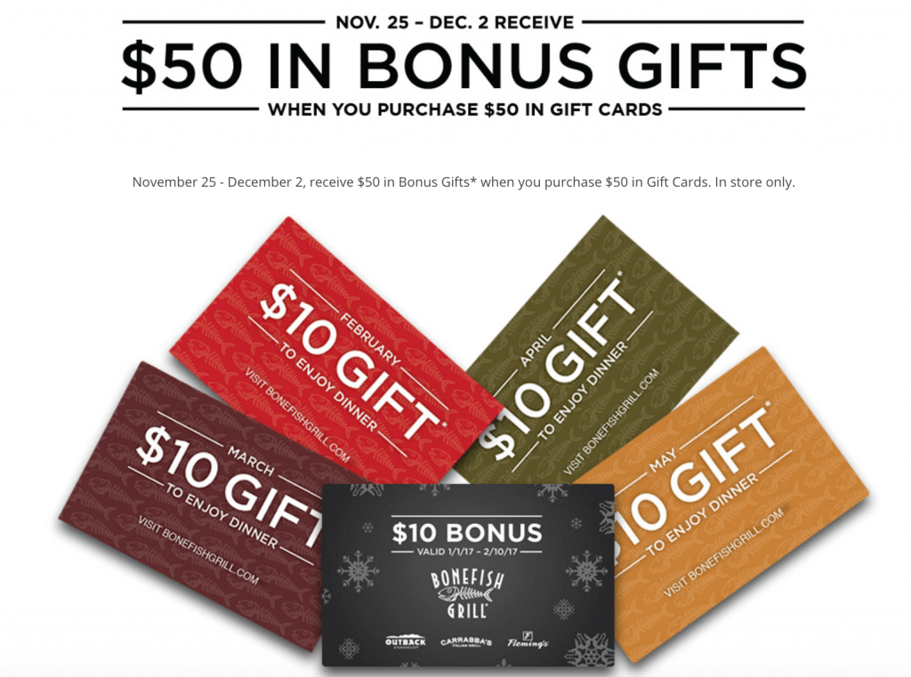 Buy $50 Bonefish Grill Gift Cards & Get $50 Free, Stack with $10 Amex ...