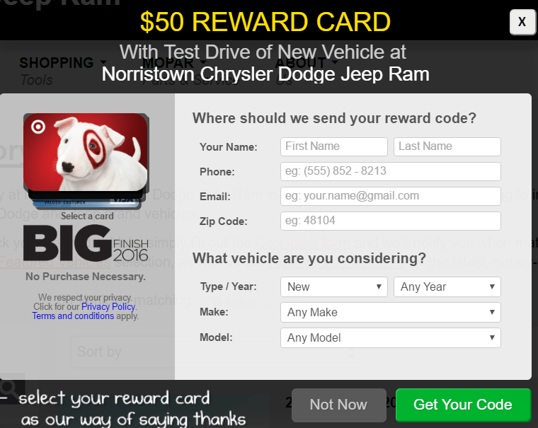 Up To $50 Gift Card For Test Driving A Chrysler - Doctor Of Credit