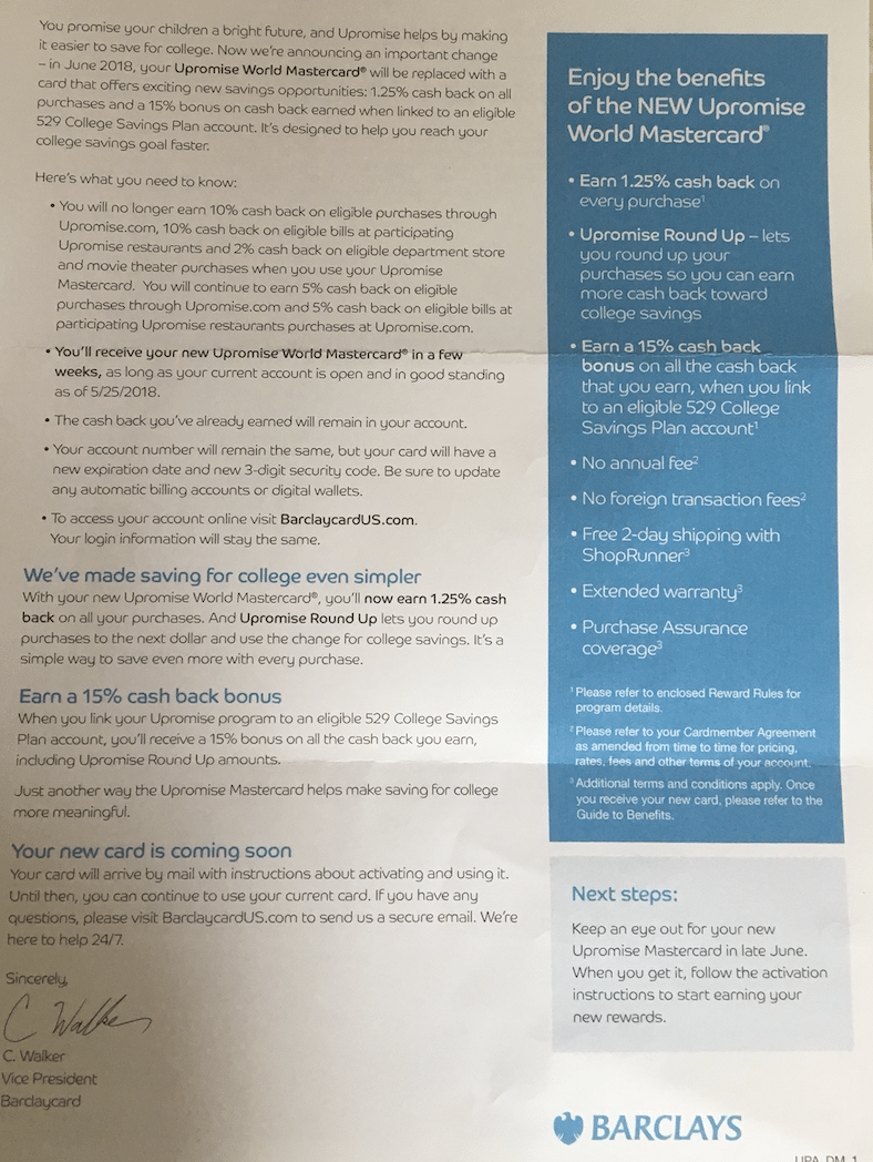 Barclaycard Upromise Card To Be Replaced - Doctor Of Credit