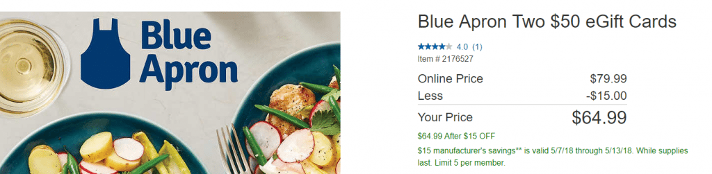 [Expired] Costco: 2 * $50 Blue Apron Giftcards For $64.99 - Doctor Of ...