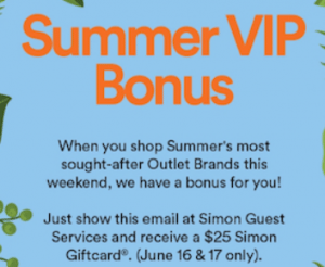 [Expired] [Targeted] $25 Simon Mall Giftcard For VIP Club Members ...