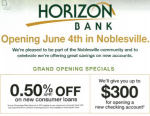 [Expired] [IN, Noblesville Branch Only] Horizon Bank $300 Checking ...