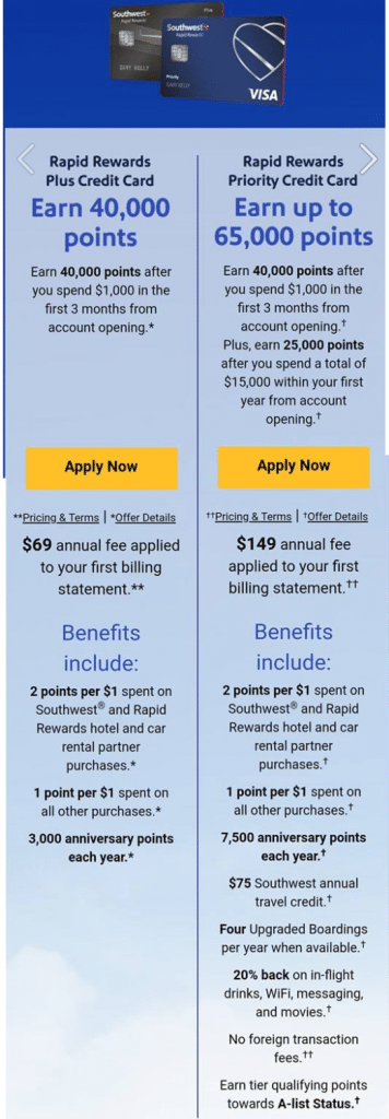Chase Southwest Priority Credit Card - $149 Annual Fee - Full Details ...