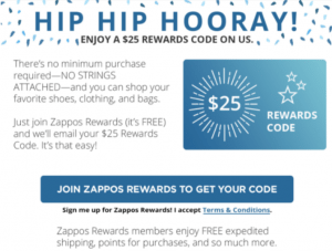 [Targeted] Zappos: $25 Code - Doctor Of Credit