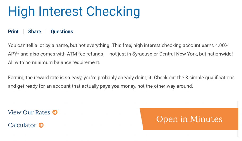 [Parts of NY] Solvay Bank 4% APY Checking on Balances up to $15,000 ...