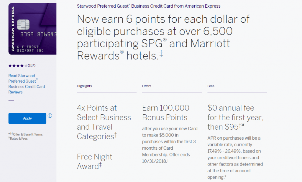 American Express Business SPG Card: 100,000 Point Bonus (Marriott ...