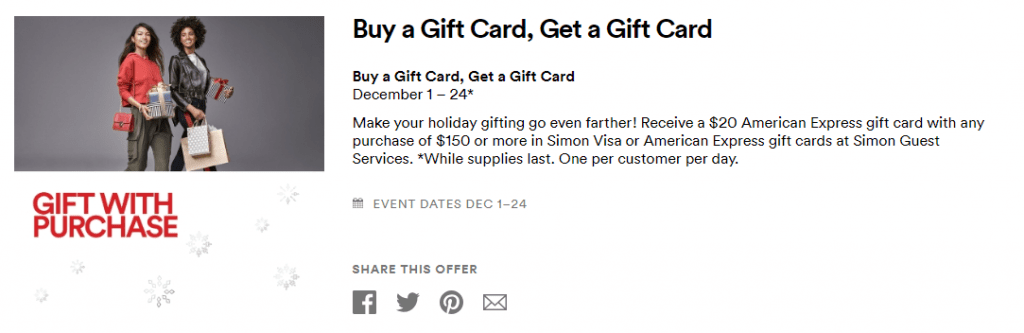 [Expired] [YMMV] Simon Malls: Purchase $150 In American Express/Visa ...