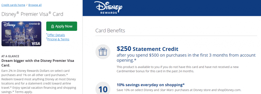 Disney Premier Credit Card from Chase $250 Cash Signup Bonus - Doctor ...