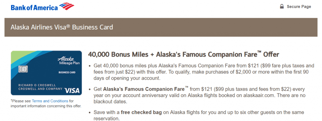 Bank of America Alaska Airlines Business Card Now 40,000 Mile Bonus ...