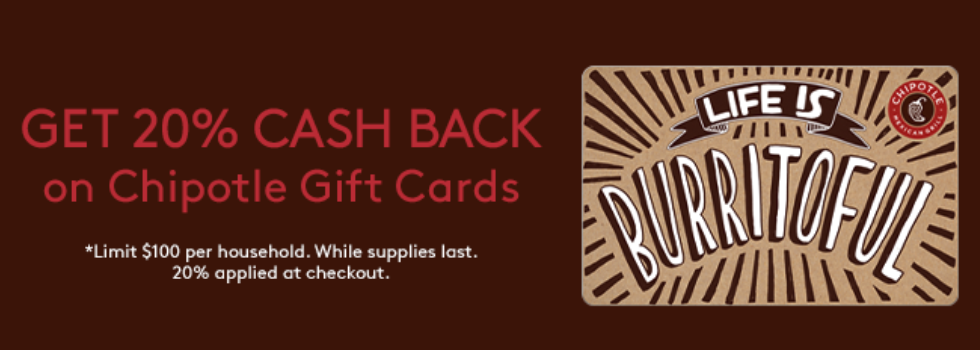 [OOS] Mygiftcardsplus: 20% Off Chipotle E-Giftcards - Doctor Of Credit