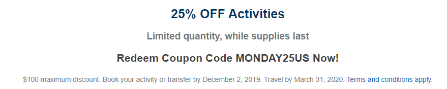[Expired] Expedia Activities: 25% Off With Promo Code MONDAY25US ($100 ...