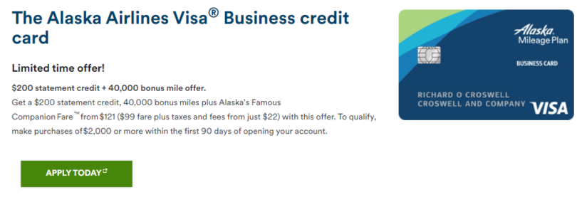 Bank of America Alaska Airlines Business Card 40,000 Miles + $200 Bonus ...