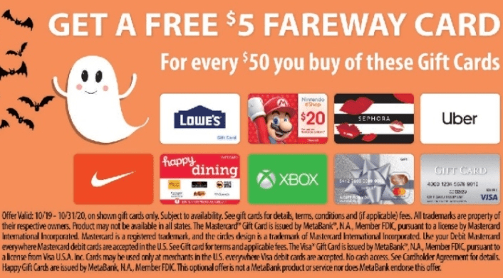 Fareway: Get $5 Giftcard For Every $50 You Spend On Select Giftcards ...