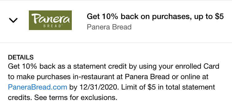 AmEx Offers - Panera: Get 10% Statement Credit, Up to $5 - Doctor Of Credit