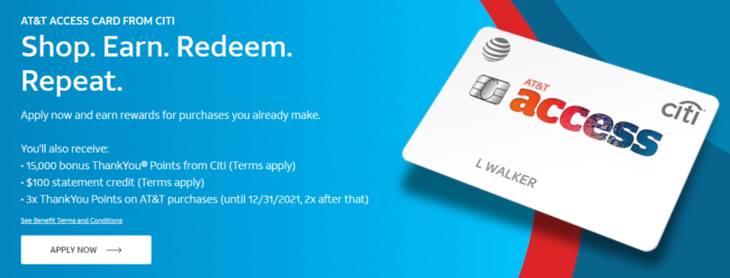 Citi AT&T Access: 15,000 Citi ThankYou Points + $100 Statement Credit ...