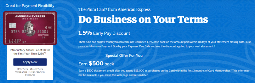 [Expired] American Express Plum Card $500 Bonus After $15,000 In Spend ...
