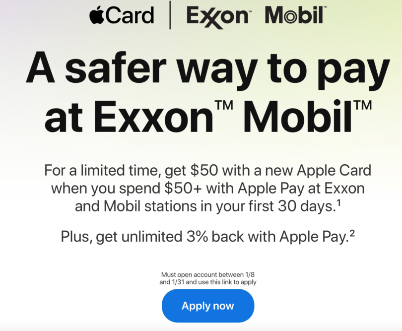 [Expired] Apple Card $50 Signup Bonus When You Spend $50 At ExxonMobil ...