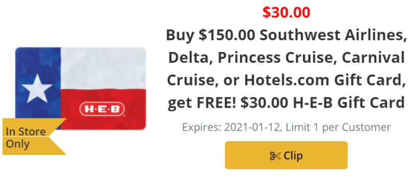 [Expired] H-E-B: Purchase $150 In Giftcards & Get $30 H-E-B Giftcards ...