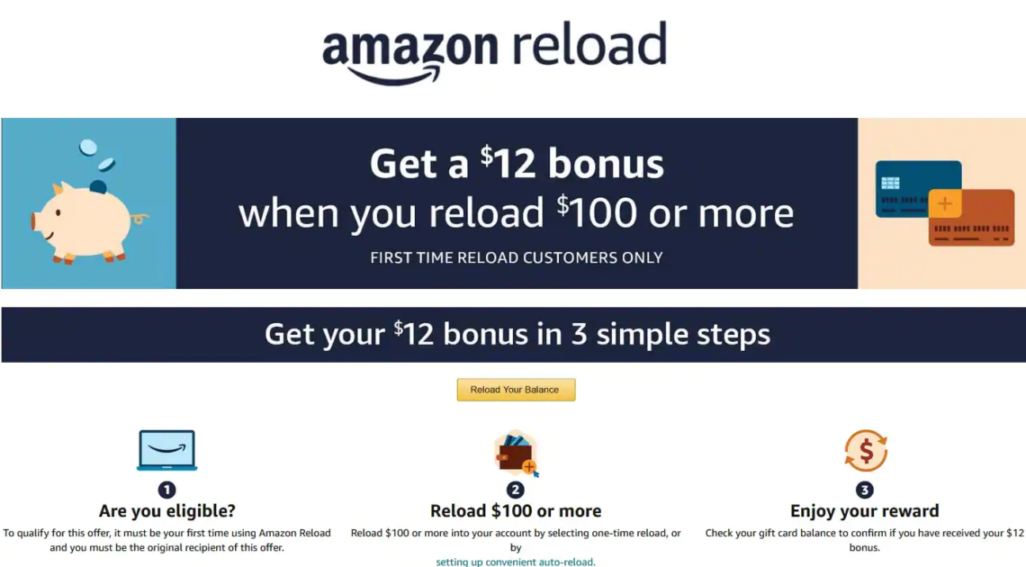 Amazon Cash: Reload $100 & Get $12 [First Time Users] - Doctor Of Credit