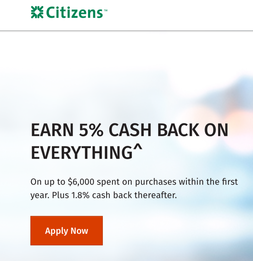 Citizens Bank Mastercard With Signup Bonus Of 5% Cash Back On Up To ...