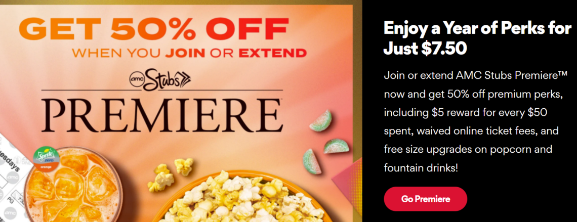 [Expired] AMC Stubs Premiere: Join, Renew Or Upgrade For $7.50 - Doctor Of Credit