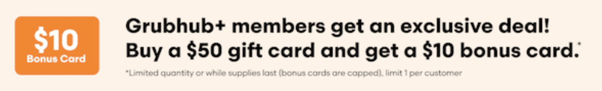 [Expired] Grubhub: Buy $50 eGiftcard, Get $10 Bonus Card (GH22SEPNDF ...