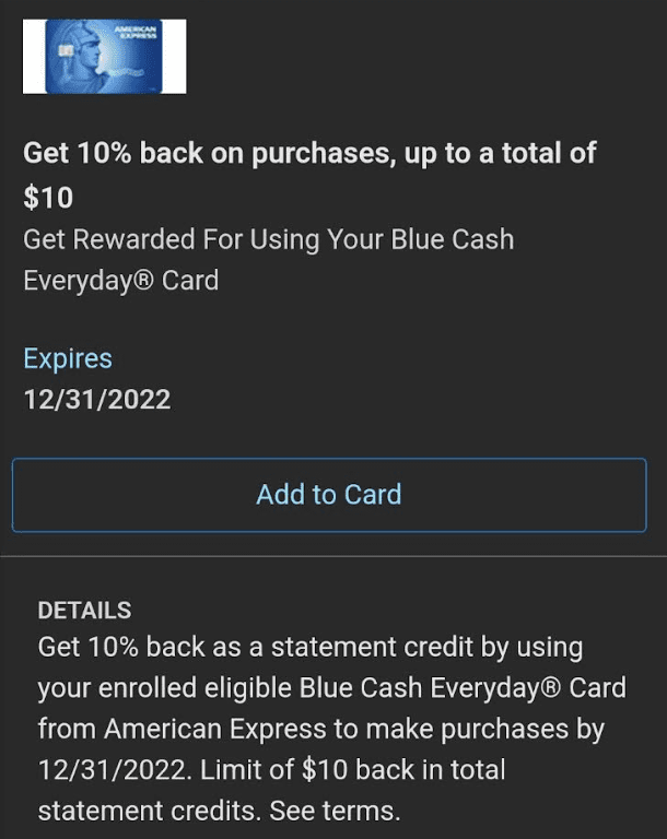 [Expired] [Targeted] AmEx Offers, Blue Cash Everyday: 10% Off ...