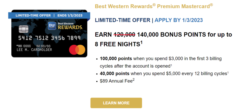 FNBO Best Western Rewards Premium MasterCard 100,000 Point Bonus ...