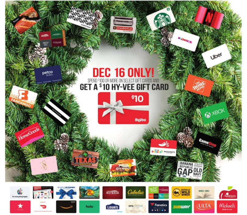 [Expired] Hy-Vee: Buy $100 in Select Giftcards & Get $10 Hy-vee ...