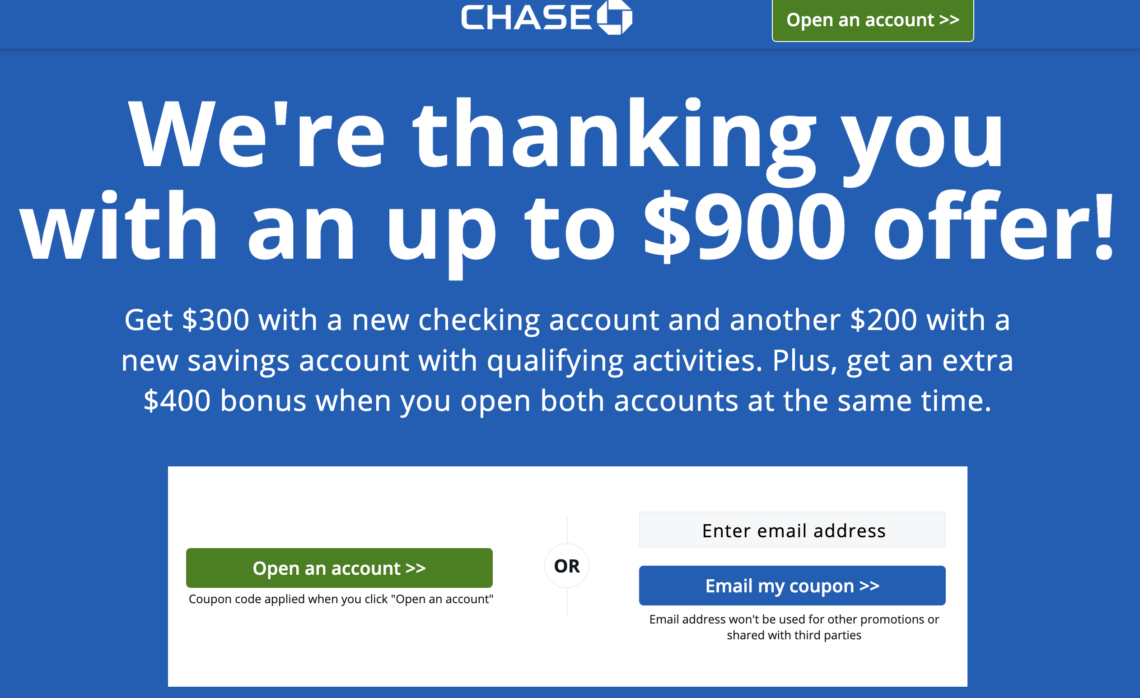 Chase $900 Checking + Savings Bonus - Doctor Of Credit