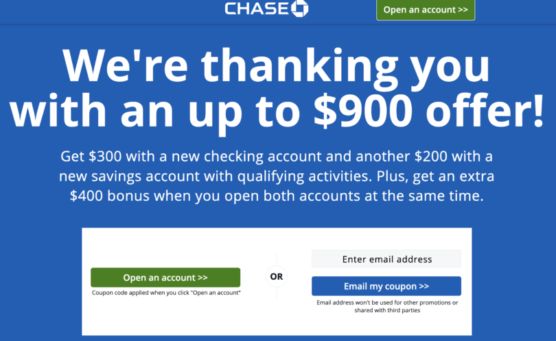 Chase $900 Checking + Savings Bonus - Doctor Of Credit