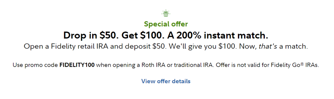 Fidelity: $100 IRA Bonus - Doctor Of Credit