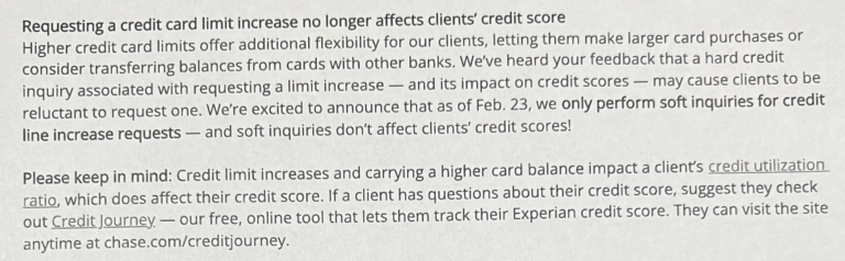 Chase Allowing Credit Limit Increases Without Hard Credit Pull - Doctor ...