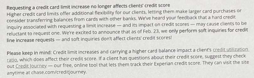 Chase Allowing Credit Limit Increases Without Hard Credit Pull - Doctor ...