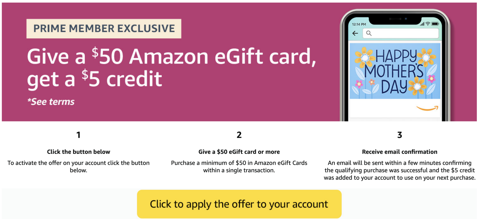 [Expired] (Last Day) Amazon Prime: Buy $50 in Amazon eGiftcards, Get $5 ...