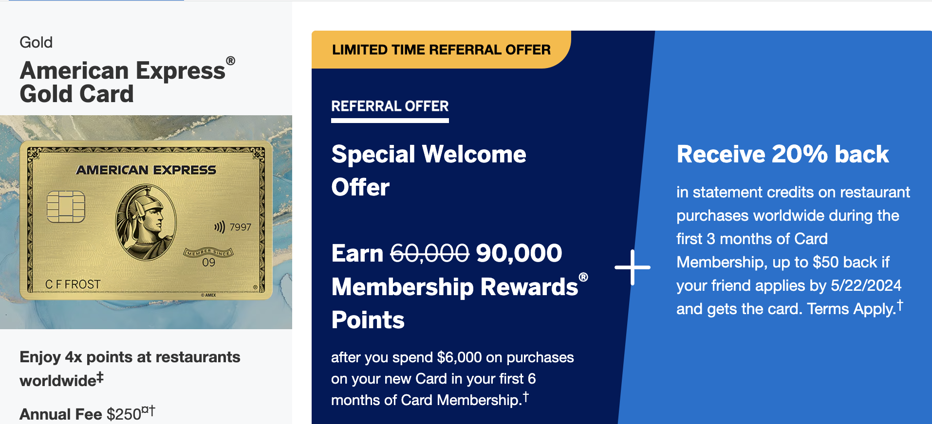 [YMMV] American Express Gold Signup Bonus: 90,000 Points + Up To $50 at ...