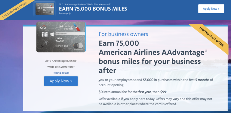 Citi AAdvantage Business 75,000 American Airlines Miles Signup Bonus ...