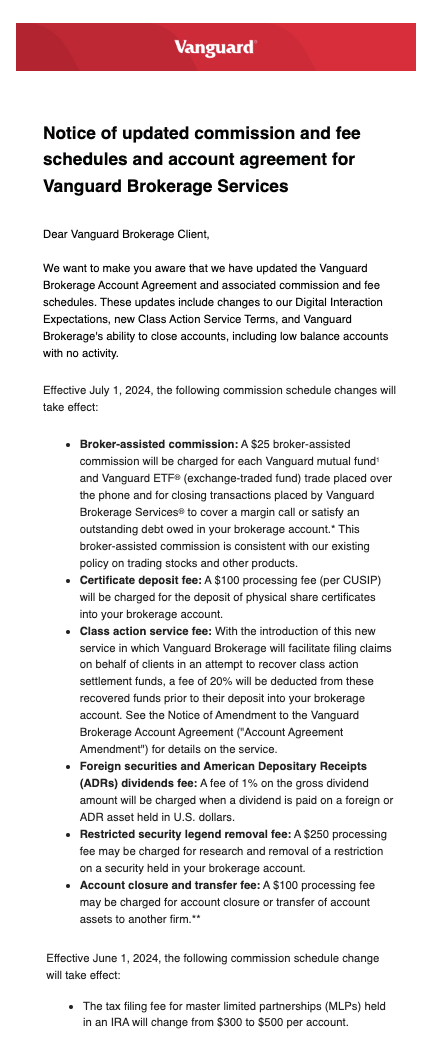 (Update) Vanguard Fee Schedule Changes - Doctor Of Credit