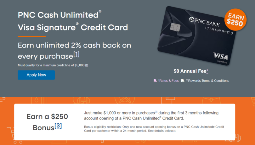 PNC Cash Unlimited Visa Signature: 2% Back, No FTF & No Annual Fee ...