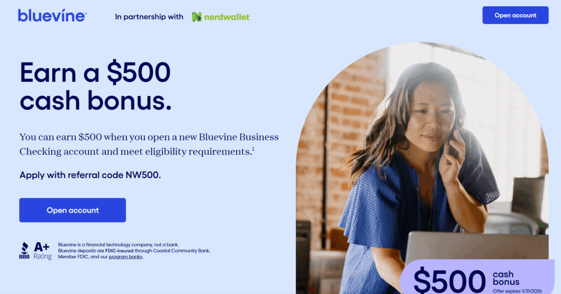 BlueVine Business Checking $500 Bonus - Doctor Of Credit