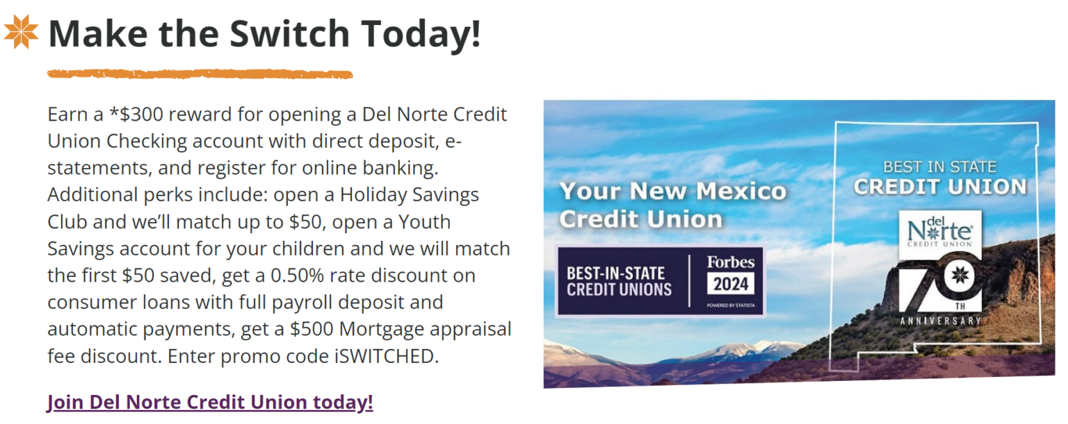 [NM] Del Norte Credit Union $300 Checking Bonus - Doctor Of Credit