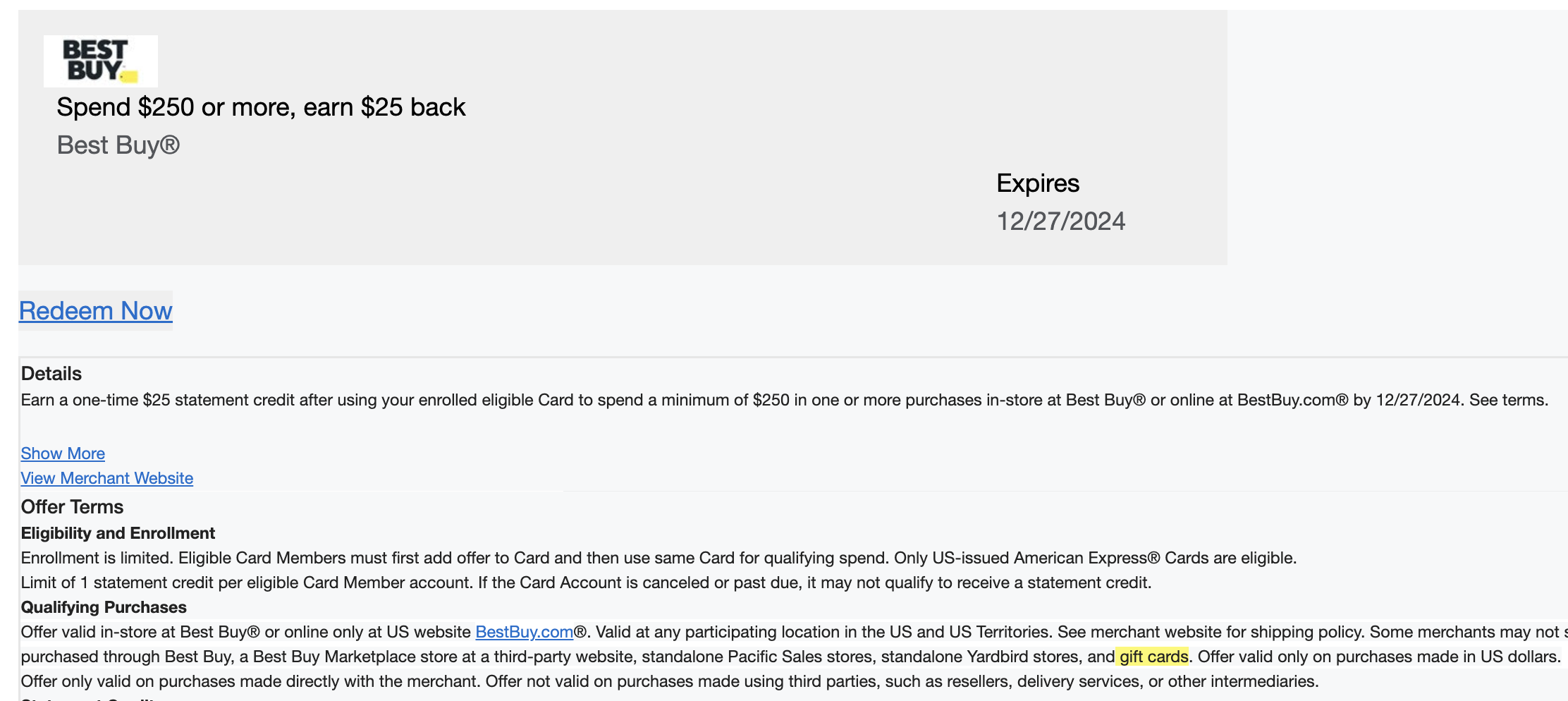 [Expired] AmEx Offers: Best Buy, Spend $250 & Get $25 - Doctor Of Credit